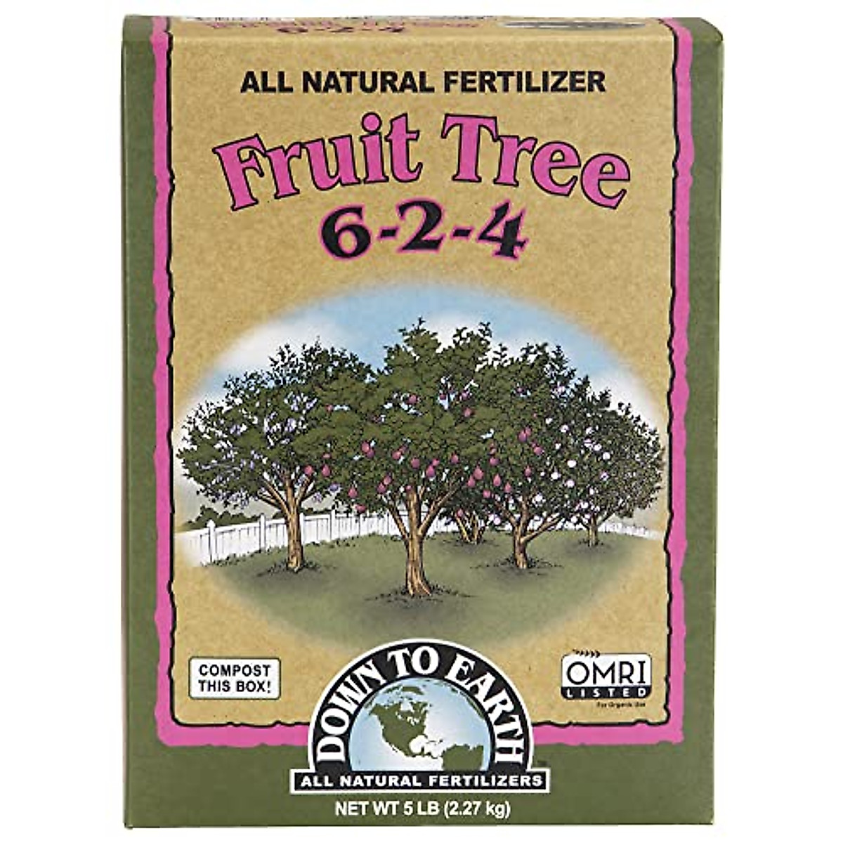 Down to Earth Organic Fruit Tree Fertilizer Mix 6-2-4, 5lb