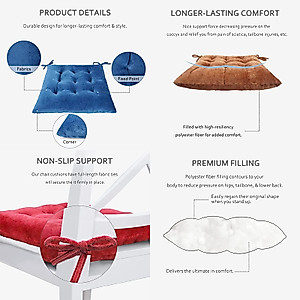 SRHMYJJ Chair Pad Dining Chair Cushions, Velvet Seat Cushions with Ties, for Dining Chairs Office Chairs Hardwood Floors Chair Cushion (Wine Red 17×17in(Set of 6))