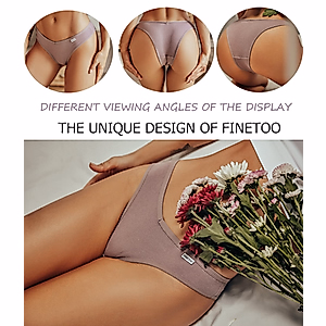 FINETOO 10 Pack Womens Cotton Underwear Sexy Stretch Bikini Panties Low Rise Hipster Ladies Soft V-Waist Cheeky(L)