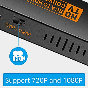 SunimDHi RCA to HDMI Converter, AV to HDMI Adapter, Support 1080P/720P,Compatible with HD TV/Projector/PS2/PS3/N64/STB/VHS/VCR/DVD/Blue-Ray Players