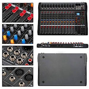 Depensheng DX12 DJ Sound Controller Interface w/USB Drive for Computer Recording 12-Channel Studio Audio Mixer - XLR Microphone Jack, 48V Power, RCA Input/Output for Professional and Beginners