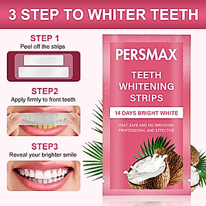 PERSMAX Teeth Whitening Strips 14 Treatments, Enamel Safe for Whiter Teeth, Non-Slip Sensitivity Free Dental Teeth Whitening Kit, Pack of 28 Strips