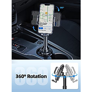 Cup Holder Phone Mount TOPGO Cup Holder Phone Holder for Car with Telescopic Adjustable Neck [Big Phone Friendly & Super Stable] Automobile Smart Phone Cradle for iPhone 14 Pro Max Samsung S23 Ultra