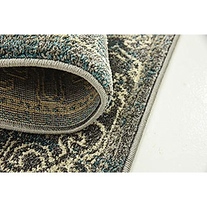 Unique Loom Aurora Collection Over-Dyed, Abstract, Botanical Southwestern, Transitional Area Rug, 2 ft x 3 ft, Gray/Ivory