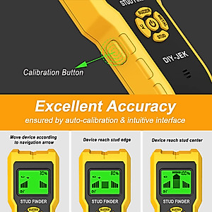 DIY-JEK Stud Finder Wall Scanner, Upgraded 6 in 1 Electronic Stud Detector Sensor with LCD Display & Audio Alarm for Wood Metal AC Live Wire Detection, Joist Pipe, Copper Tube Tester