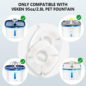 Premium Pet Fountain Filter Set,14 Pack Replacement Filters & 14 Pack Filtration System Replacement Pre-Filter Sponges for Veken 95oz and 67oz Automatic Pet Fountain Cat&Dog Water Fountain
