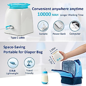 Bottle Warmer,Portable Bottle Warmer with 8 Adapters, Cordless Travel Bottle Warmer with 5 Accurate Temperature Control, Rechargeable Baby Bottle Warmer for Breastmilk or Formula