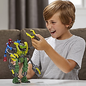 Marvel Bend and Flex Spider-Man Vs. Ock-Bot, 6-inch Spider-Man Action Figure, 10-Inch Ock-Bot with 2 Projectiles, Ages 4 and Up