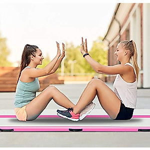 FunWater 10ft/13ft/16ft Inflatable Gymnastics Air Tumble Track Tumbling Mat 4in Thick Air Floor Tumble Track with Electric Air Pump for Cheer Leading/Gymnastics/Beach/Gym/Home