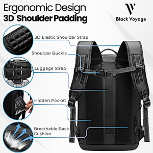 BlackVoyage Vacuum Seal Compression Travel Backpack 60L Expandable | Vacpack Airbag Water Resistant & TSA Lock Anti Theft Black (Vacuum Pump Included)
