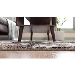 Unique Loom Trellis Frieze Collection Area Rug - Rounded (8' x 10', Blue Multi/ Ivory)