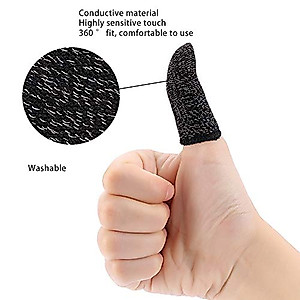 Finger Sleeves for Gamers [10Pack]– 100% Coverage of Silver Fiber – Smooth Touch, Thin Anti-Sweat Breathable Material for Best Gaming Performance – for Mobile Games, Tablets