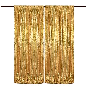 TCBESTO Gold Sequin Backdrop Curtains 4FT x 8FT 2 Panels Glitter Curtain Backdrop Sparkly Photography Background Drapes for Wedding Bridal Shower Christmas Festival Birthday