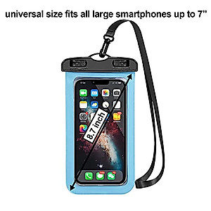 5 Pack Universal Waterproof Phone Pouch, Large Phone Dry Bag Waterproof Case for Apple iPhone 14 13 12 11 Pro Max XS Max XR X 8 7 6 Plus SE, Samsung S21 S20 S10,Note,Up to 7"