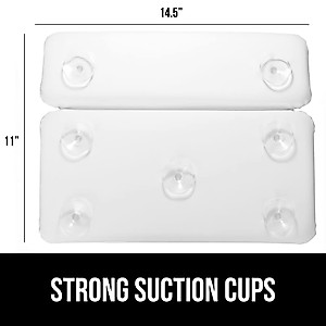 Gorilla Grip Bath Pillow for Tub, Comfortable Bathtub Pillows for Neck Head and Back Support, Strong Suction Waterproof Headrest, Cushion Rest for Curved or Straight Tubs, Spa Accessories, White