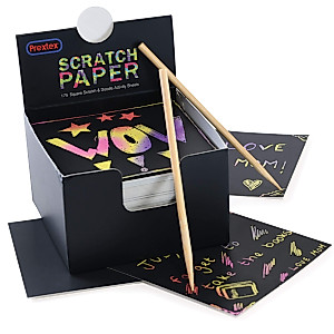 PREXTEX 175 Sheets Scratch Art Kit and Doodle Activity with 2 Wooden Stylus Kids Crafts Supplies | Toddler Arts and Crafts for Kids Ages 4-12 | Craft Kits Kids Activities | Kids Art Supplies
