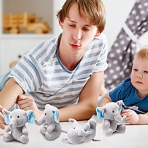 4 Pcs Operation Christmas Plush Elephant Stuffed Animals Toy Soft Cute Forest Elephant Animals for Baby Shower Boys Girls Elephant Themed Birthday Party Christian Charity Donation Supplies (4 Inch)