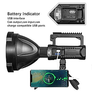 Rechargeable Spotlight, Super Bright 200000 Lumens Led Spot Lights Flashlight 8000 mAh Large Handheld Searchlight Long Lasting for Outdoor Hunting Boating Camping