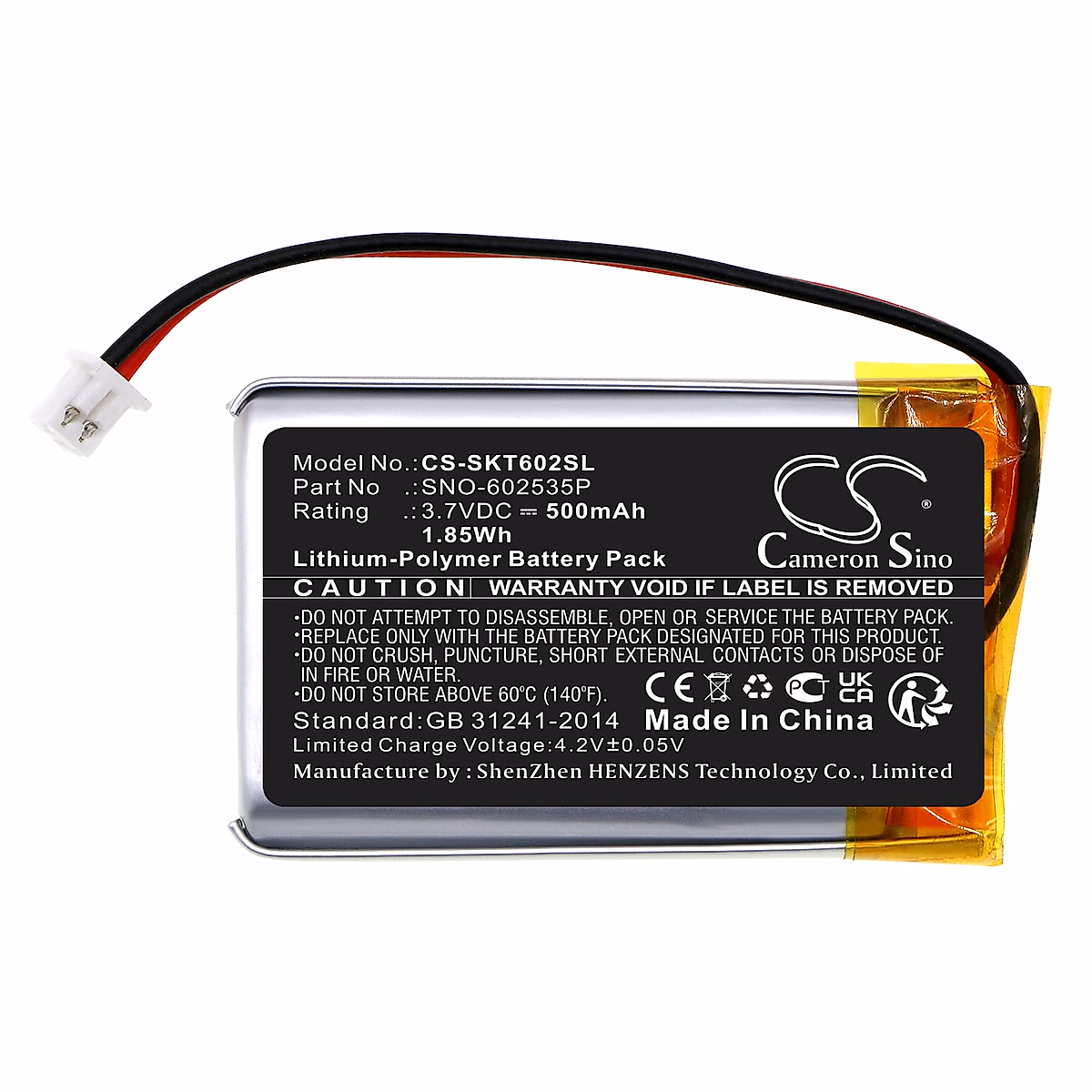 FYIOGXG 500mAh / 1.85Wh Battery for Trim Plus WiFi Video Doorbell PN: SNO-602535P