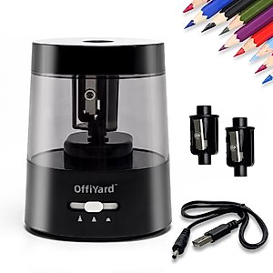 OffiYard Electric Pencil Sharpener,Portable Small Battery Powered and USB Cord Operated Pencil Sharpener for Kids,Classroom,School,Office,Home,Easy to Use Pencil Sharpener for No.2/Colored Pencils