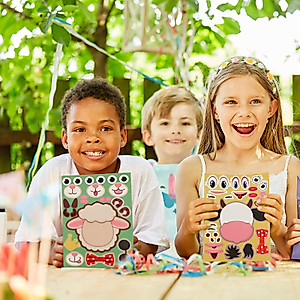 Zonon 48 Pieces Make a Face Animal Stickers 8 Designs Make Your Own Farm Animal Stickers Zoo Themed Fun Stickers for Kids Party Favors, Rewards, Art Craft