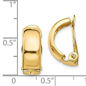 14K Yellow Gold Non Pierced Clip On Hoop Earrings