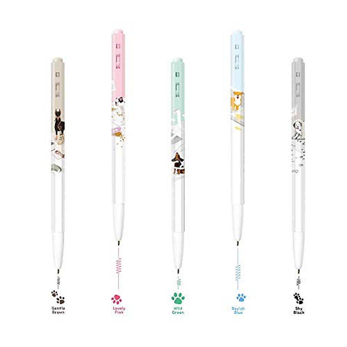 Monami 153 Puppy Ball Pen 0.5mm 1 Set 5 Color