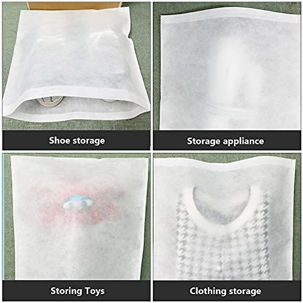 Cabilock 100Pcs Non- Woven Fabric Storage Bags Space Saver Bags Travel Shoe Bags Fabric Clothing Storage Bags Dust Cover Pouch Packing Bags