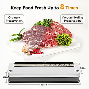Food Vacuum Sealer Machine, Dry/Moist Vacuum Sealer with 5-in-1 Multi-operating Modes for Sous Vide and Food Storage, Built-in Roll Storage & Cutter Food Vacuum Machine,10 Pcs Bags Starter Kit, White
