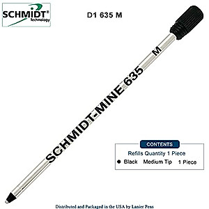 Schmidt 635M Single Black Refill for Swarovski Pen with Plastic Refill Holder