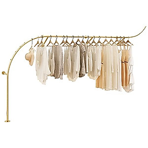 RED AS FIRE Gold Creative Display Garment Racks in Boutique Clothing Stores, Modern Industrial Pipe Wall-Mounted Retail Clothing Display Shelves, Home Cloakroom Clothes Organizer Storage Racks Shelf