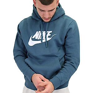 Nike Sportswear Club Fleece, Men's Graphic Pullover Hoodie (Ash Green/White, X-Large)