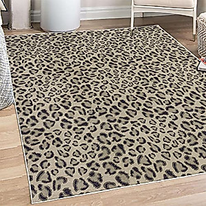 Lunarable Animal Print Decorative Rug, Leopard Skin Wildlife Safari Design Creative Contemporary Art, Quality Carpet for Bedroom Dorm and Living Room, 4' X 5' 5", Dark Eggshell