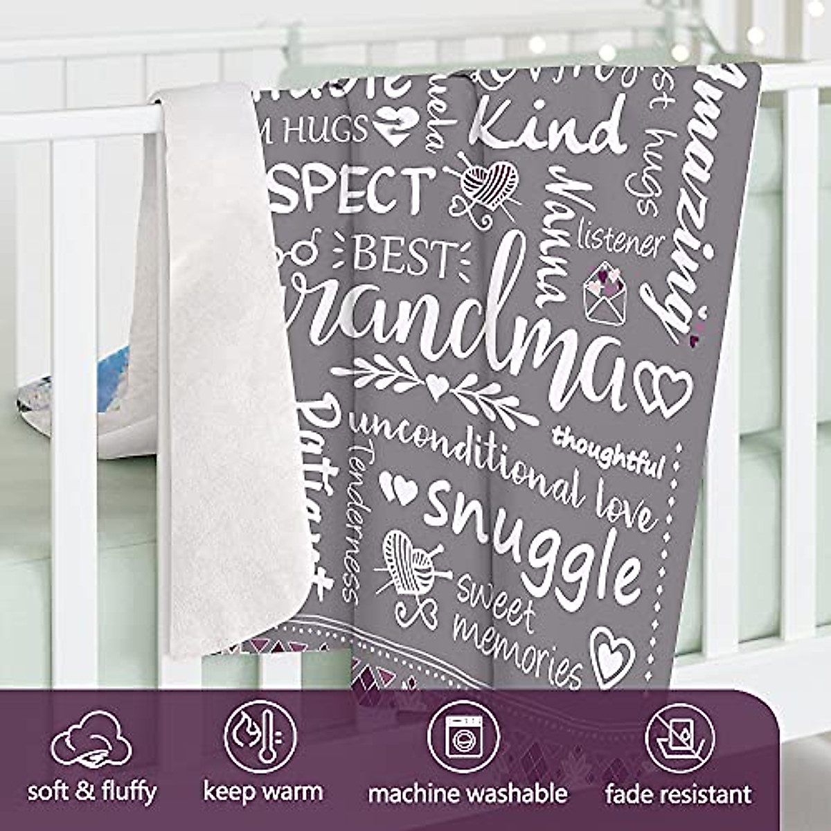 Bonsai Tree Grandma Gifts, Nana Gifts Blanket, Gifts for Grandma, Mimi, Great Grandma Gifts, Grandma Mothers Day Birthday Gifts Soft Throw Blanket for Women (Grey 50”x60”)