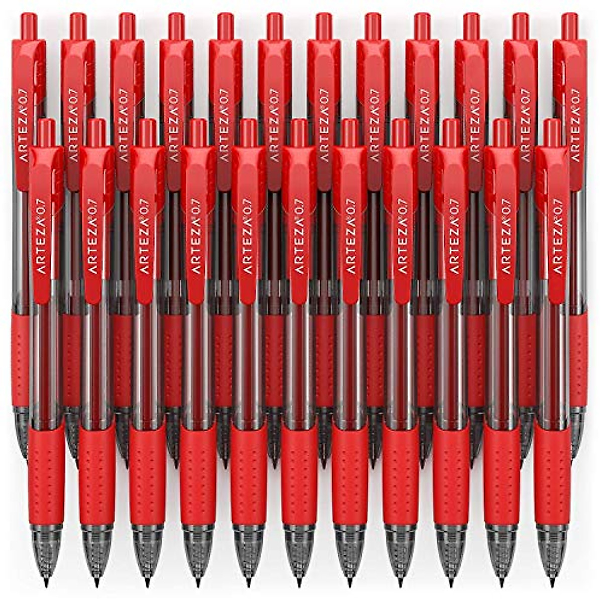 ARTEZA Red Gel Pens, Pack of 24, 0.7mm Medium Point, Quick Drying Ink for Smooth Writing, Perfect for College School Supplies, Office Tasks, and Note Taking
