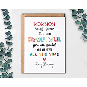 Mommom You Are Beautiful You Are Special - Mommom Birthday Card Poem Card For Mommom - Birthday Card For Mommom - Card For Mommom