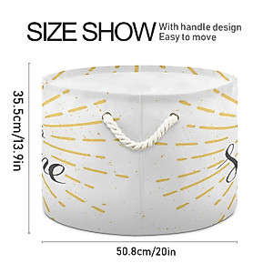 Oyihfvs Yellow Burst Hello Sunshine Round Storage Basket Bin Collapsible Waterproof Laundry Hamper Large Baby Nursery Bucket Organizer Handles Bedroom Closet Toys Gifts Multi 39 20inchx20inchx14inch