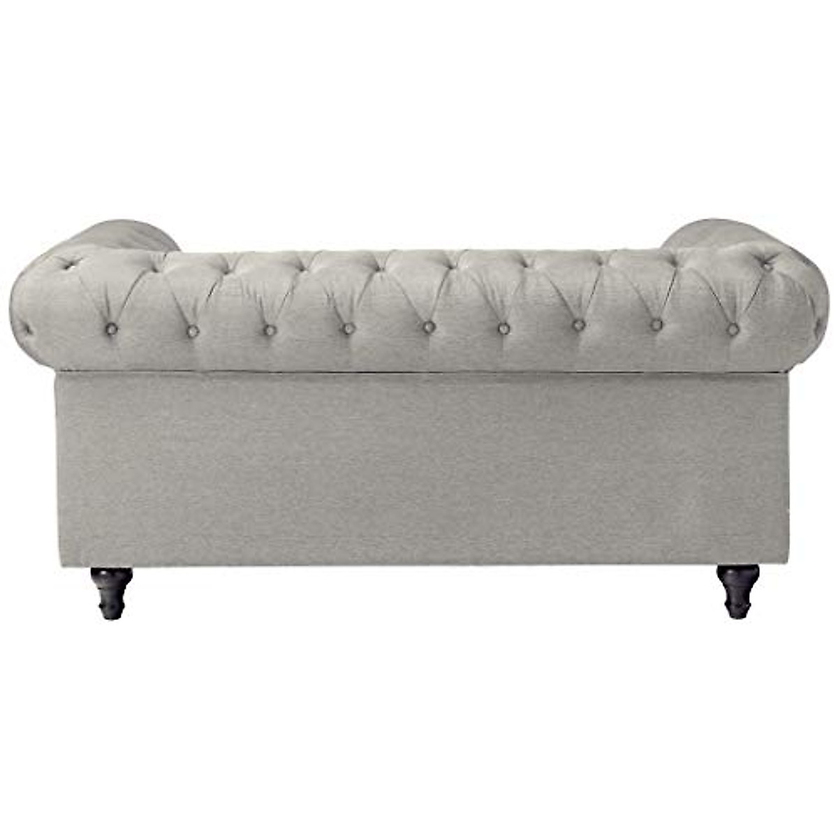 Container Furniture Direct Grace Collection Chesterfield Button Tufted Bonded Leather Living Room Loveseat, Grey