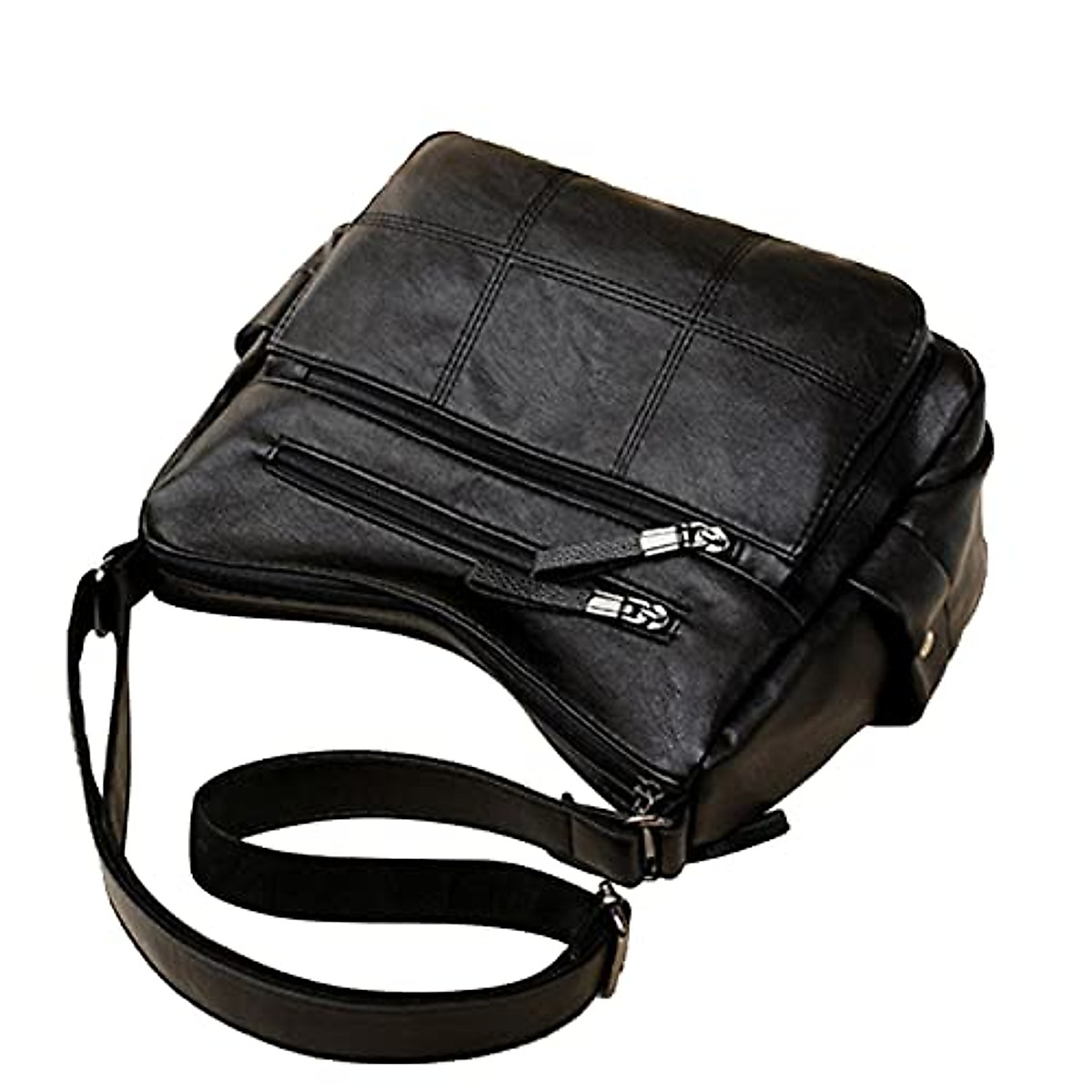 Cross Body Bag - Fashion Soft PU Leather Handbags with Multi Pockets - Large Capacity Shoulder Bags Tote Purses, Black