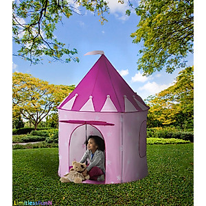 LimitlessFunN Princess Pop Up Kids Play Tent | Includes Star Lights & Carrying Case |, Children Indoor Castle Playhouse for Girls, Toddlers, 41" D x 41" W x 53" H