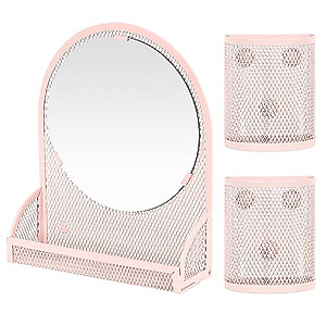 LUCYCAZ Magnetic Locker Accessories, Pink Magnetic Mirror with 2 Magnetic Pen Holder for Girls, Locker organizer for School, Home and Office. Back to School Essentials