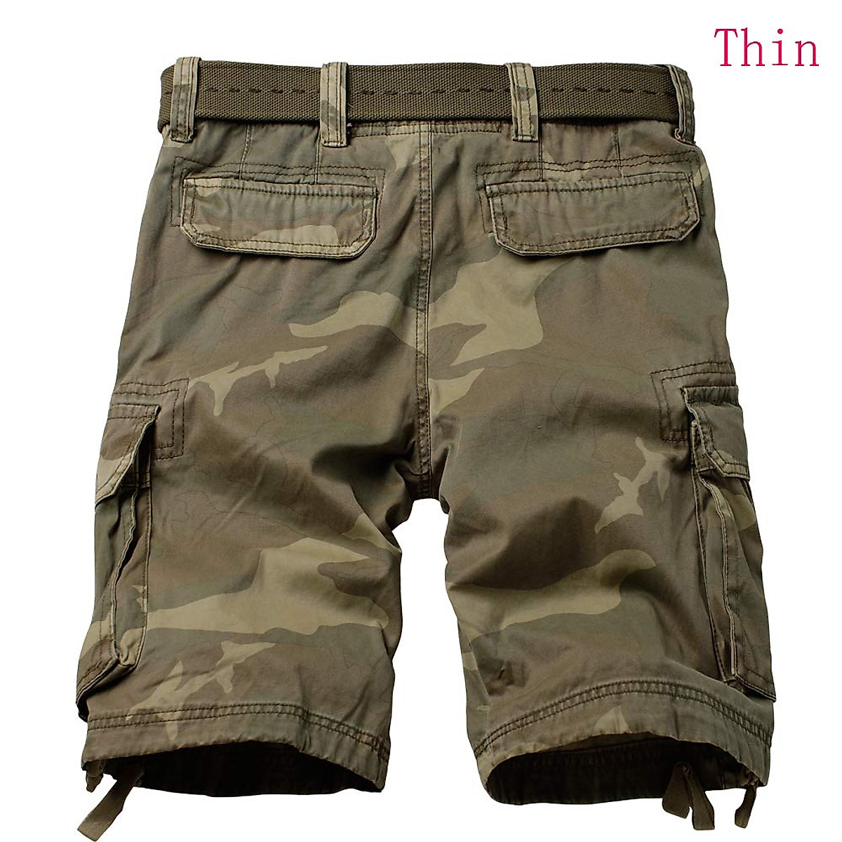 AKARMY Men's Camo Cargo Shorts Outdoor Multi-Pocket Cotton Casual Shorts with No Belt 8062 C34 Retro Camo Thin 38