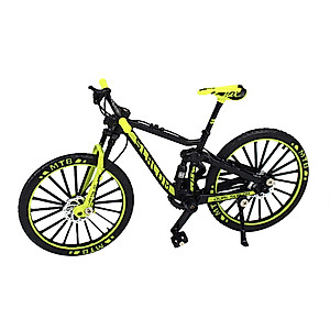 YEIBOBO ! Alloy Mini Downhill Mountain Bike Toy, Die-cast BMX Finger Bike Model for Collections (Black/Green)