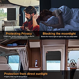 Beletops Foldable Velcro RV Door Window Shade，Camper Door Shade， Thin Shade Ready RV Window Shade，Blocking The Sun's Rays Makes The Interior of The RV Dark for RV Accessories Shade【25''x16''】 Black