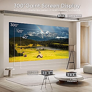 HORLAT Projector with 5G WiFi and Bluetooth, 550 ANSI Full HD 1080P Outdoor Projector 4K Support, Auto/4P/4D Keystone & 50% Zoom, Movie Projector Compatible with Phone/Laptop/TV Stick/PS5