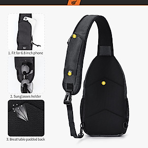 SKYSPER Sling Bag Crossbody Backpack - Chest Shoulder Cross Body Bag Travel Hiking Casual Daypack for Women Men(Black)