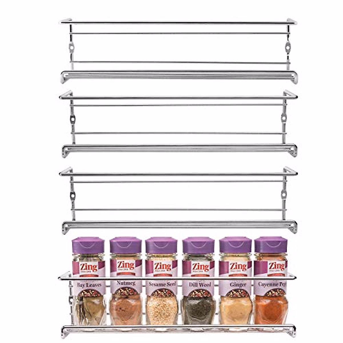 Mindspace Spice Rack Wall Mount, Pantry Cabinet Door Organizer - Set of 4 Hanging Spice & Seasoning Racks Kitchen Storage Organizer | The Wire Collection, Chrome