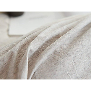 LIFETOWN 100% Jersey Knit Cotton Duvet Cover Set T-Shirt Feel Bedding Set Ultra Soft Wrinkle-Free (Oatmeal Beige, Queen)