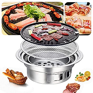 15.7 inch BBQ Charcoal Grill, Round Barbecue Grill Household Smokeless Carbon Grill Charcoal Hot Pot Barbecue Grill Pot Indoor/Outdoor Grill BBQ for Camping Picnic Party