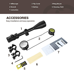 ESSLNB 3-9x50mm Airsoft Scope with Red Dot Illuminated Crosshair Reticle Riflescopes for Hunting&Shooting with Locking/Hold Zero Turrets and 2 Free Mount Rings